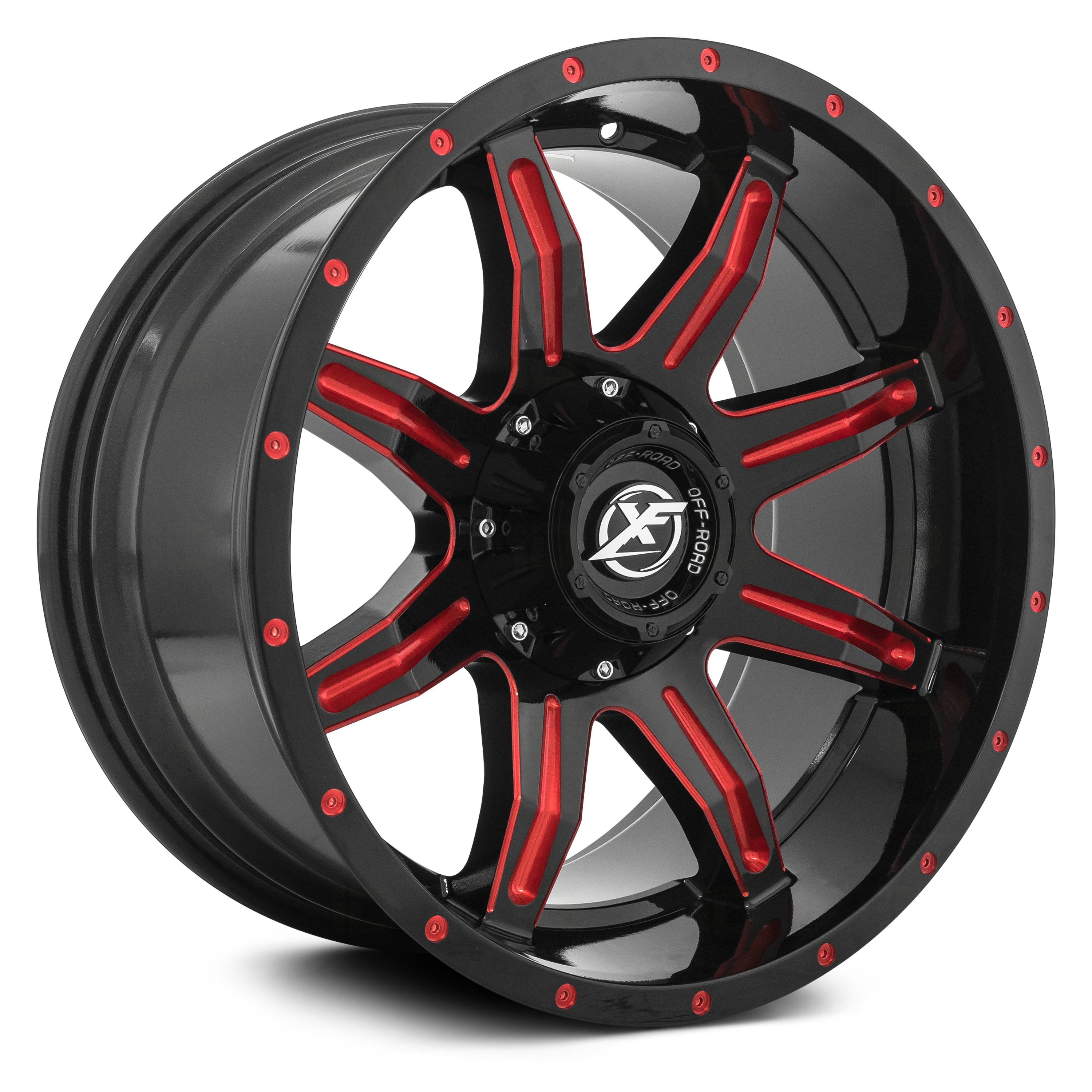 XF OFF-ROAD® XF-215 Wheels - Gloss Black with Red Milled Accent and Red ...