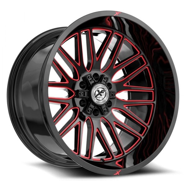 XF OFF-ROAD® XF-240 Wheels - Gloss Black with Red Milled Accents Rims